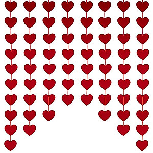 Valentines Day Decorations - 80 PCS Red Felt Garland Hanging String Hearts - NO DIY - Valentines Day Decor for Home Office Wedding Anniversary Birthday Party