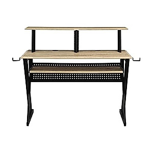 Acme Furniture Rectangular Music Desk Table with Earphone Rack, Natural and Black