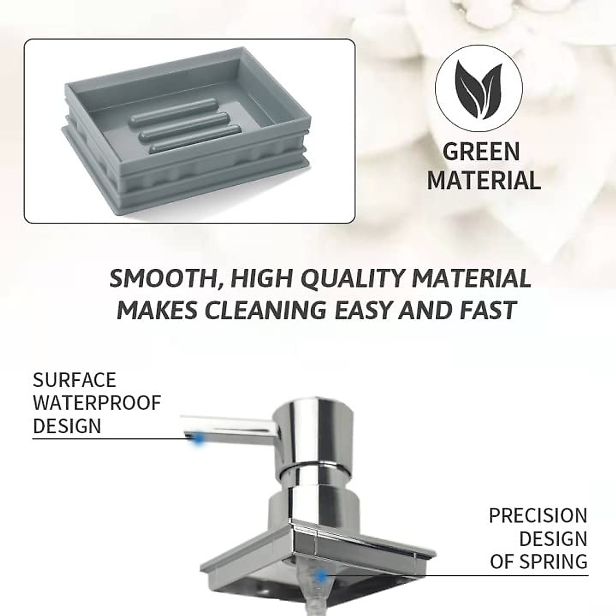 Bathroom Accessories Set 5 - Soap Dispenser, Toothbrush Holder, Bathroom Tumbler, Toilet Brush, Soap Dish, Housewarming Gift Set, New Apartment Essentials-Grey