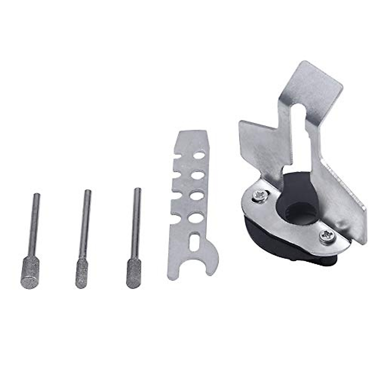 Xiaokeis Chainsaw Sharpening Attachment Kit, Chain Saw Blade Teeth Sharpener Set with Angle Guide and Diamond Burr Grinding Stone Files, Drill Power Rotary Tool Accessory Kit(5 Pcs)