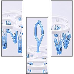 NOTRYA Wall Mounted Drying Rack, Glove Holder Windproof Drying Rack Towels Hanging Sturdy Clip Hanger Hats Superior Gloves Portable Folding Clothes (Color : Blue)