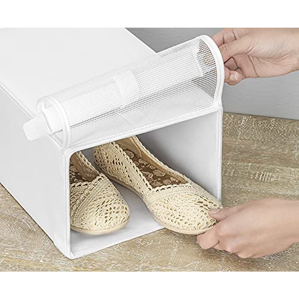 Whitmor White Mesh Shoe Boxes-Set of 4