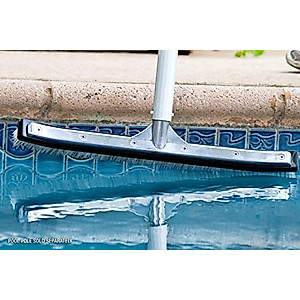 Poolmaster 20173 18-Inch Swimming Pool Brush With Aluminum-Back and Combo Bristles, Premier Collection