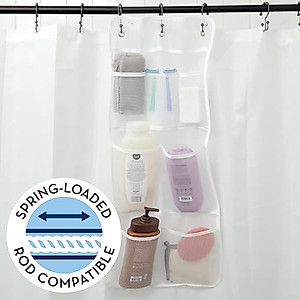 S&T INC. Shower Organizer with Quick Drying Mesh, Bathroom Caddy Organizer with 7 Pockets to Hold Toiletries, Shampoos, Soaps, and Loofahs, 14 Inch by 30 Inch, White, 1 Pack