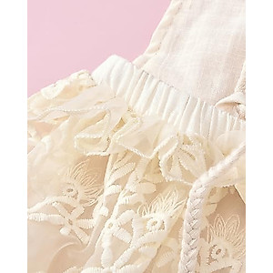 Easisim Newborn Infant Baby Girl Clothes Lace Embroidery Halter Backless Romper Jumpsuit Bodysuit Outfits (Beige,12-18 Months)