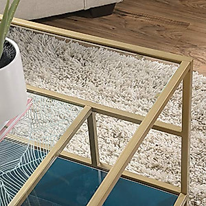 Sauder Coral Cape Coffee Table, L: 29.53" x W: 29.53" x H: 18.9", Satin Gold Finish