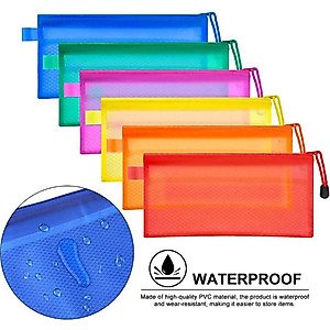 JM-capricorns 36pcs 9 x 4-1/2 inches Big Capacity Waterproof Plastic Double Layer Zipper File Bags zipper pouches Invoice Pouches Bill Bag Pencil Pouch Pencil Case Pen Bag (10 Colors)