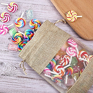 Shappy 50 Pieces 5 x 7 Inch Burlap Bags Linen Organza Burlap Bags with Drawstring Gift Bags for Wedding Party Favors (Grey)