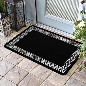 ALAGEO Doormat Geometric Greek Key Design Welcome Mat Entrance Floor Mat Black Door Mar Indoor Outdoor Entrance Floor Mat Non Slip Rubber Mat 24 x 36 inch