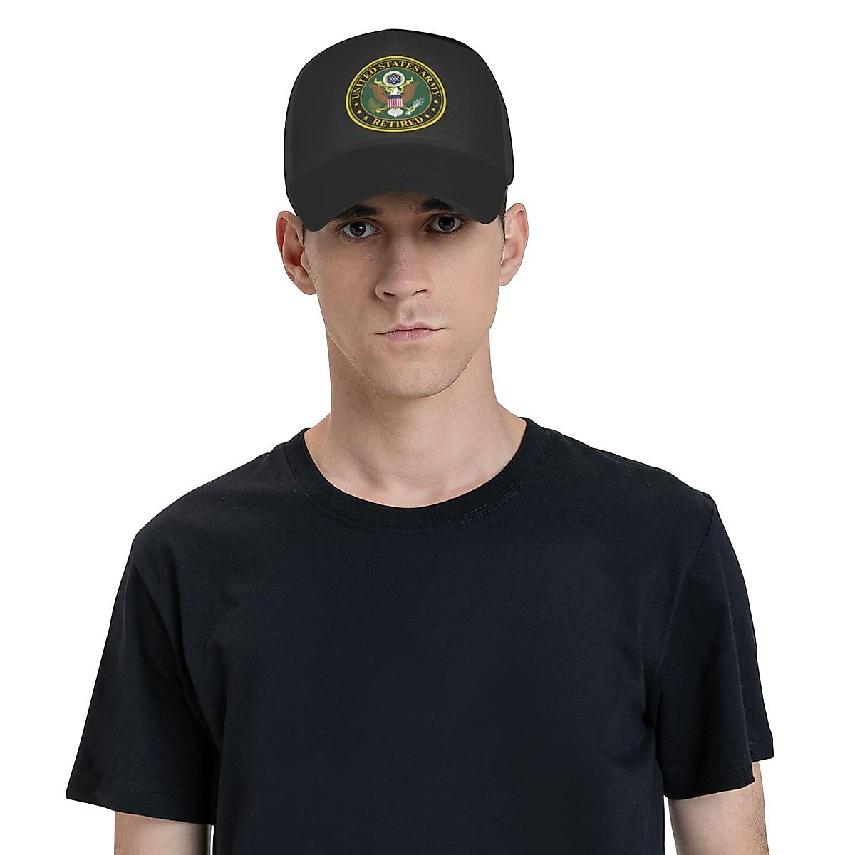 Tavos Army Retired Trucker Hat for Men - Baseball Snapback Cap Outdoors Black