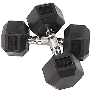 Balancefrom Rubber Encased Hex Dumbbells, 25LB, Pair