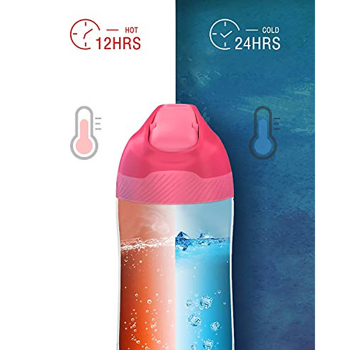 EIJIAN Kids Insulated Water Bottle With Straw Lid 14oz, Leak-Proof BPA-FREE Metal Drink Flask, Double Wall Vacuum Stainless Steel Cup For Toddlers, Girls, Boys - Suitable For School, Outdoor, Travel