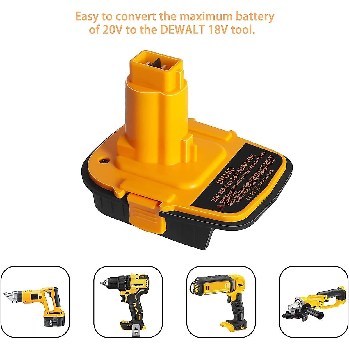 Battery Adapter DM18D with USB,Compatible with Dewalt 18V Tools.Convert for DeWalt 20V & for Milwaukee M18 Lithium Battery to NiCad & NiMh Battery Tools (1 Pack)