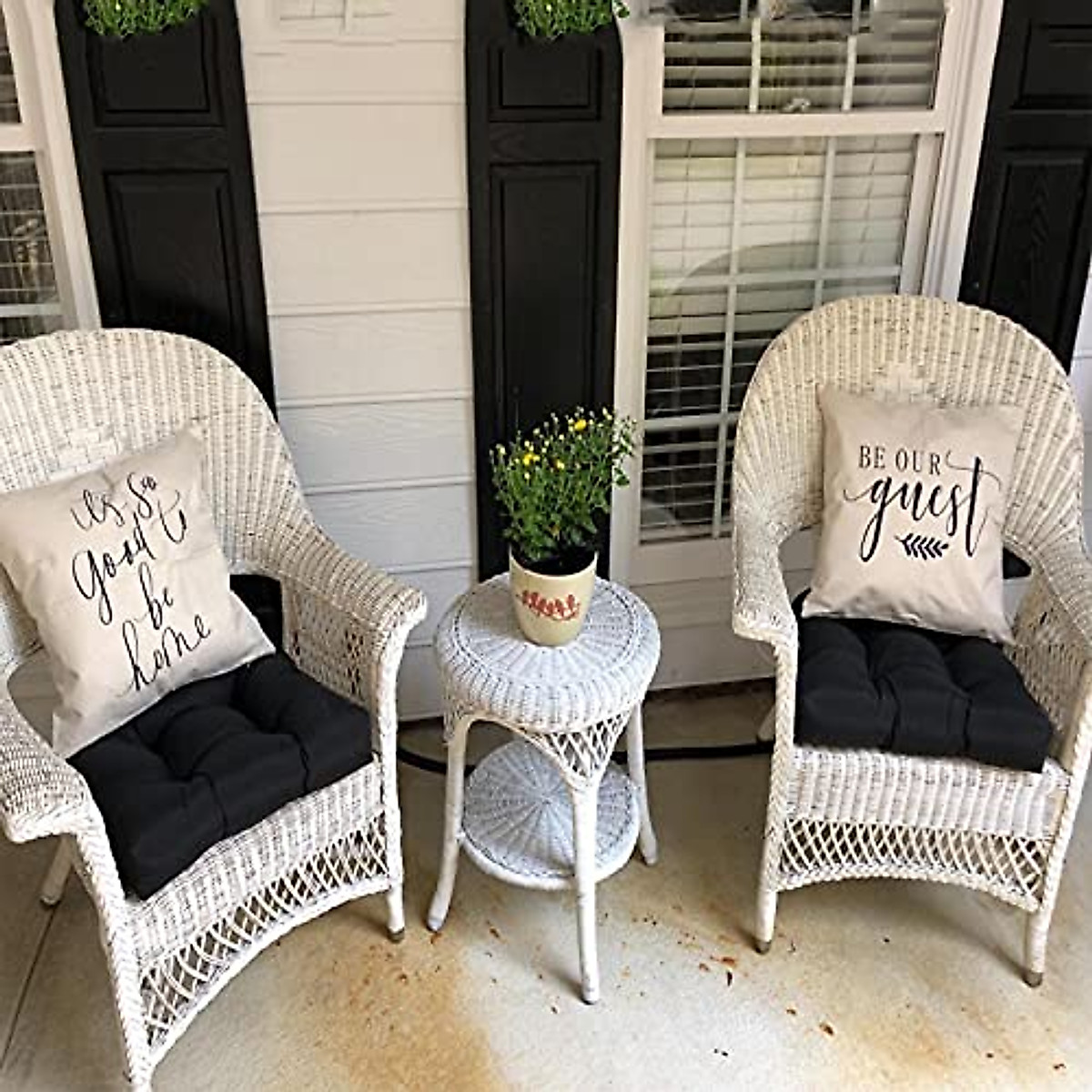 QIQIQ Cotton U-Shaped Soft Seat Chair Cushions Indoor Outdoor Wicker Seat Home Garden Patio 2 Pack, Navy, 48x48cm (19x19in)