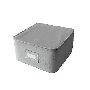 In This Space Grey Twill Hard Shell(tm) Two Square China Plates Storage Container With Secure Lid for dinner round or square plates (11.5” and 9.5”)