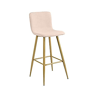 Bar Stools Set of 2, Fabric Upholstered Counter Height Low Back Armless Dining Bar Chairs with Footrest, 30 Inches, Beige