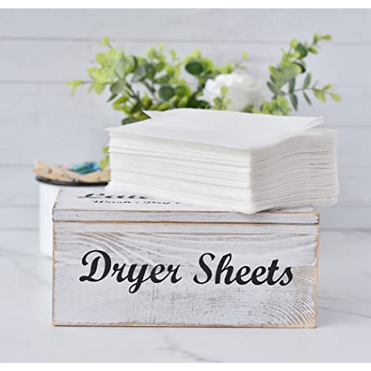 Dryer Sheet Holder For Laundry Room - Farmhouse Dryer Sheet Box With Lid, Rustic Wooden Dryer Sheets Container For Fabric Softener Sheets For Farmhouse Laundry Room Decor And Storage