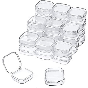 SKUPSY 20 Pcs Mini Clear Plastic Box Square Jewelry Earplug Pill Storage Box Case Container with Lid for Storage of Small Items, Crafts, Jewelry, Hardware