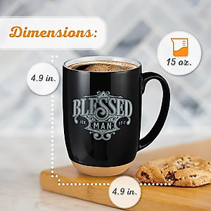 Christian Art Gifts Black Ceramic Coffee Mug – 15 oz. Microwave and Dishwasher-safe Non-Toxic Lead-free Inspirational Scripture Coffee and Tea Mug for Men with Bible Verse: Blessed Man –Jeremiah 17:7