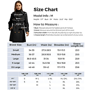 wantdo Women's Double Breasted Pea Coat Winter Jacket with Belt Black Small