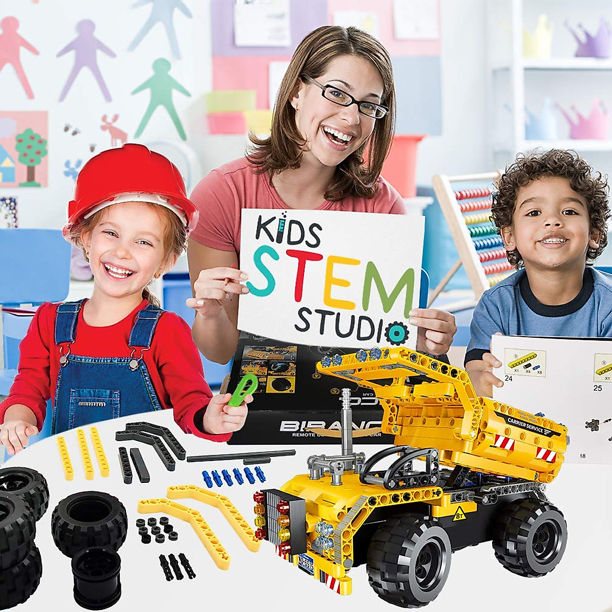 BIRANCO. Dump Truck Building Set with Remote Control, Fun STEM Engineering Construction Toys for Boys and Girls Ages 6-12 Years Old and up, Best Toy Gift for Kids, Activity Game