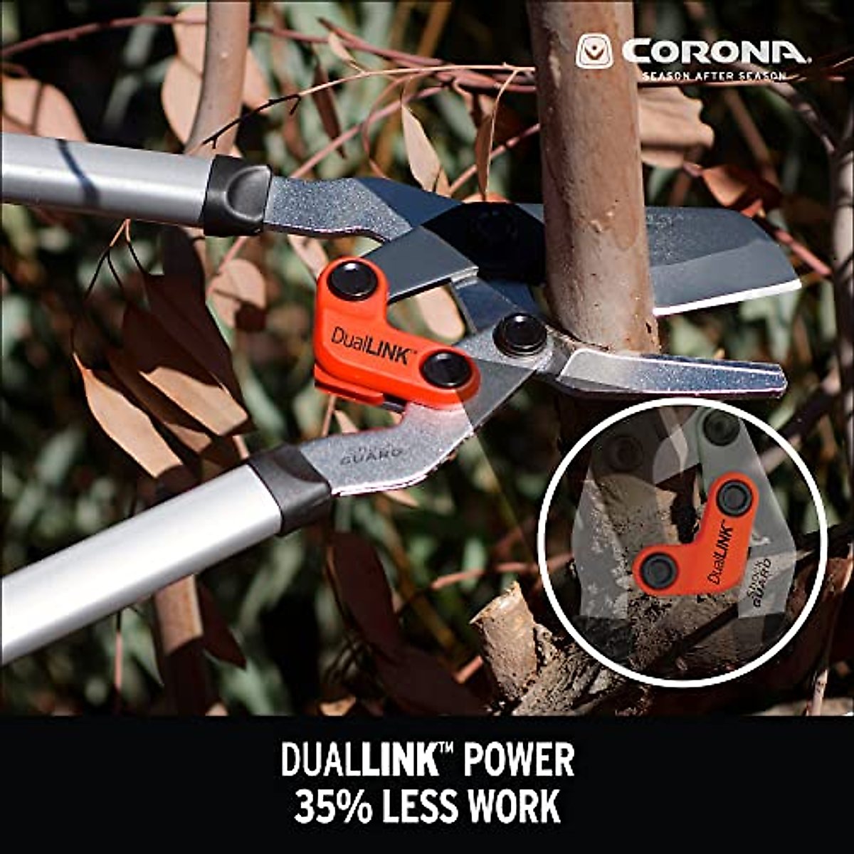 Corona Tools | Branch Cutter DualLINK™ Extendable Bypass Loppers | Tree Trimmer Cuts Branches up to 1 ¾-inches in Diameter | Handles Extend up to 37 ½inches | SL 4364