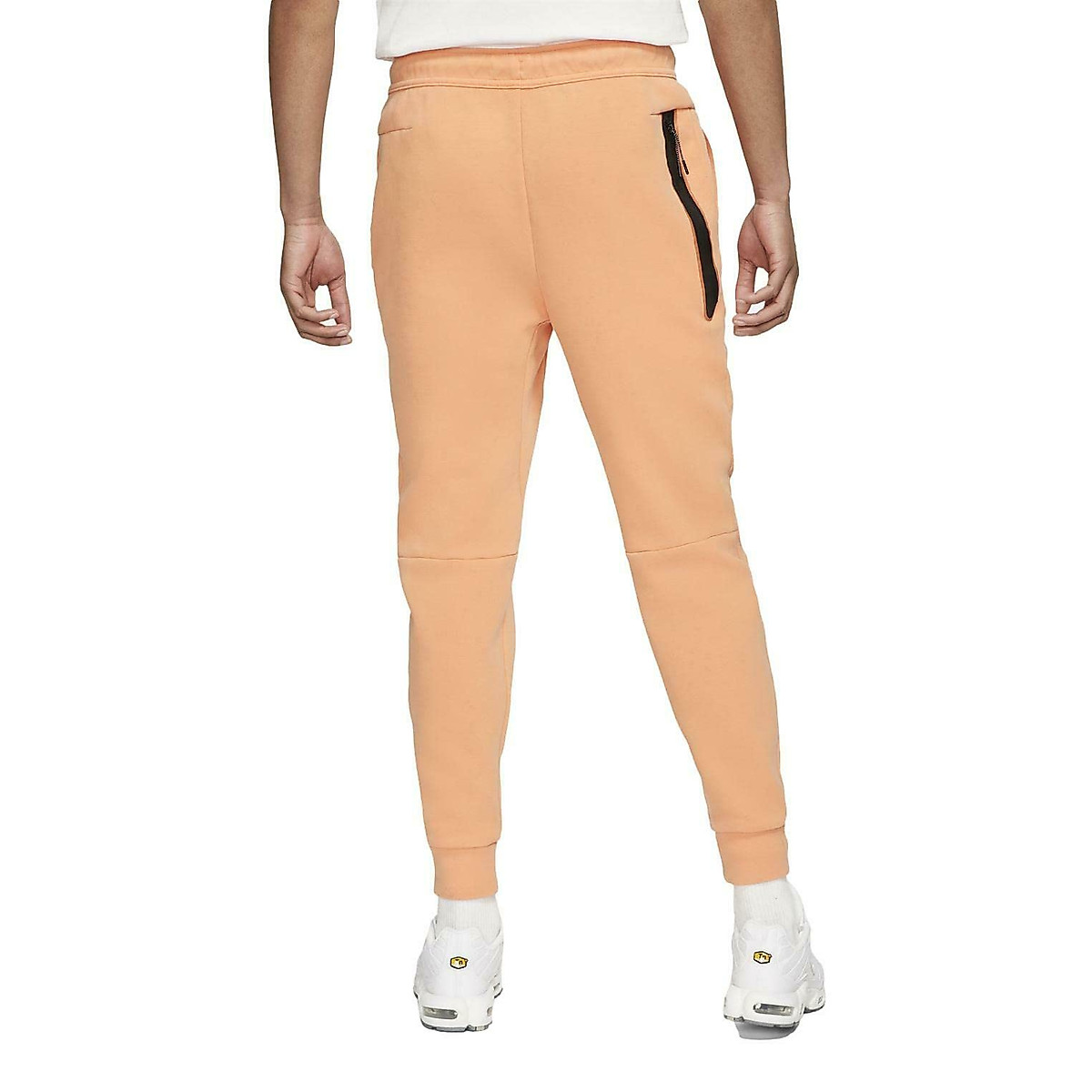 Nike Sportswear Men's Washed Tech Fleece Joggers Pants (Orange Frost/Black, Small)
