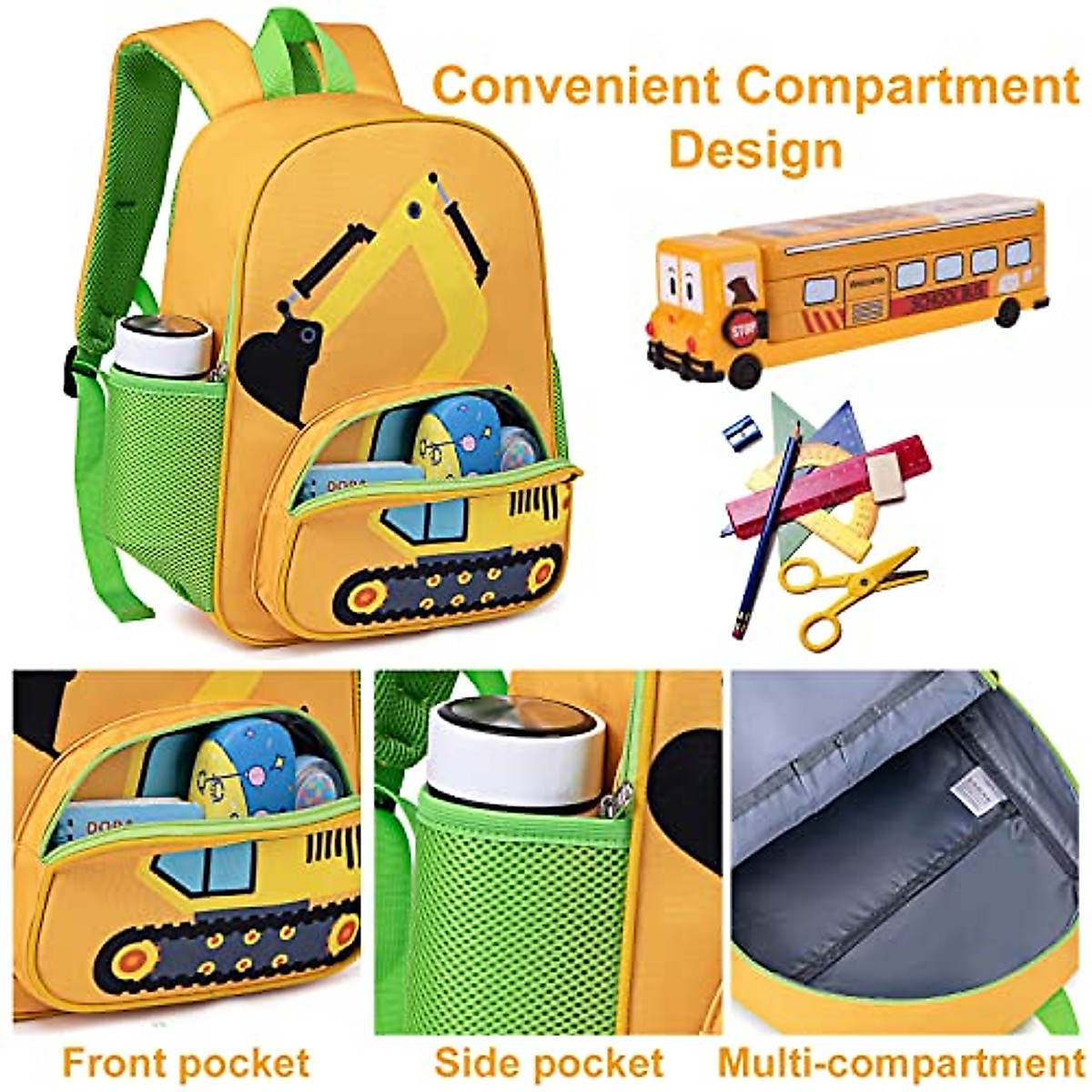 LOIDOU Toddler Backpack Boys 15 Inch Kids Preschool Kindergarten School Backpack Book Bag for Daycare Nursery Travel with Chest Strap，Fits 3 to 8 years old