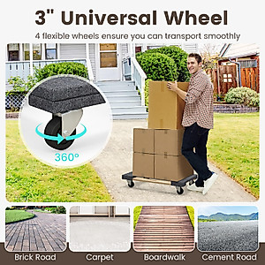 Goplus Furniture Moving Dolly, Heavy Duty Wood Rolling Mover with Wheels for Piano Couch Fridge Heavy Items, Securely Holds 1000 LBS (1 Pack with Handle)