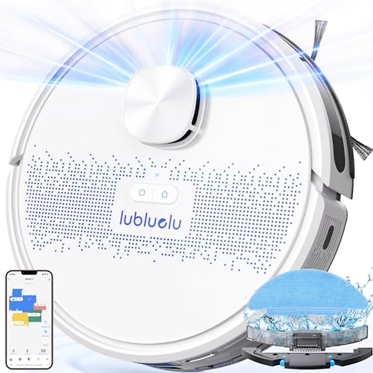 Lubluelu Robot Vacuum and Mop Combo 3000Pa, 2 in 1 Robotic Vacuum Cleaner, Lidar Navigation Laser, 5 Editable Map,10 No-go Zones, App/Alexa, Intelligent Vacuum Robot for Pet Hair, Carpet, Hard Floor