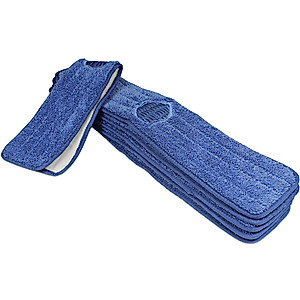 CleanAide Twist Yarn Microfiber Mop Pad with Spot Cleaning Scrubber, 24 Inches, 6 Pack