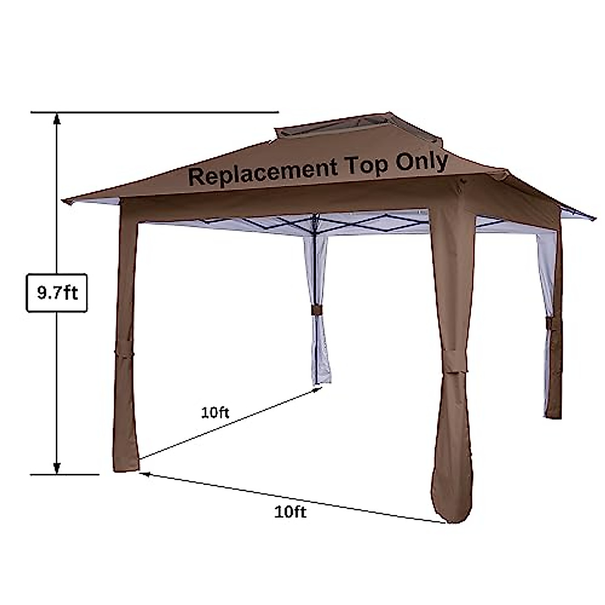 SCOCANOPY Top for 11'x11' and 12'x12' Pop Up Gazebo Canopy Frame,Canopy Frame and Netting Not Included, (Brown)