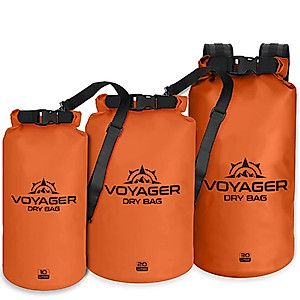 EcoGear FX Heavy Duty Waterproof Dry Bag Voyager Series - Durable Roll Top Compression Bag - Kayaking, Rafting, Boating, Hiking, Fishing, Camping and Outdoors - Phone Case Included - 10L