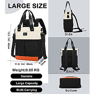 COMELY 4-in-1 Laptop Backpack Casual Daypack Crossbody Bag Leight Weight Tote Purse for Daily Work College, 16A-Black