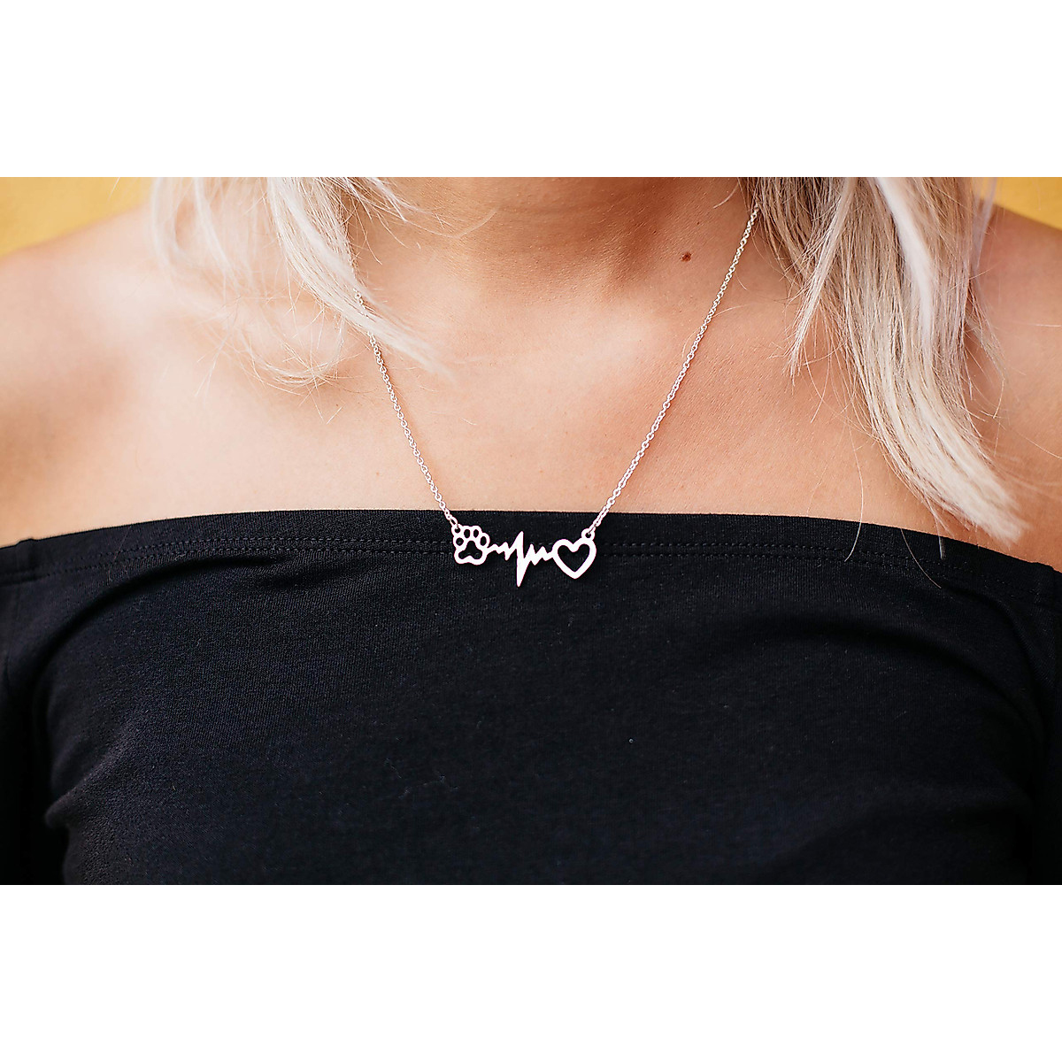 Rosa Vila Dog Paw Heartbeat Necklace, Dog Necklace, Veterinarian Gifts For Women, Dog Jewelry, Dog Paw Necklace, Dog Gifts For Women, Dog Lover Necklaces, Vet Tech Gifts (Silver Tone)