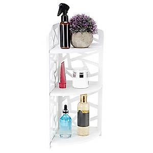 Liyeehao 3 Tier Corner Shelf, PVC Foam Board Small Corner Shelves Large Storage Area Plant Standing Rack, Storage Rack for Small Spaces Bathroom Bedroom Kitchen Garage
