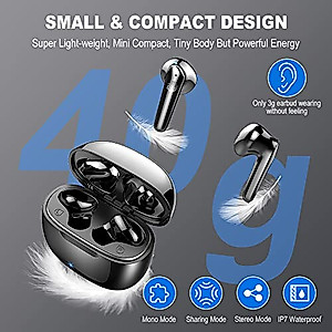 Wireless Earbud, Bluetooth 5.3 Headphones with 4 ENC Mic, Bluetooth Earbud in Ear Noise Cancelling Wireless Earphones Deep Bass Mini Earbud 40H Play IP7 Waterproof Sports Ear Buds USB-C[New Upgrade]