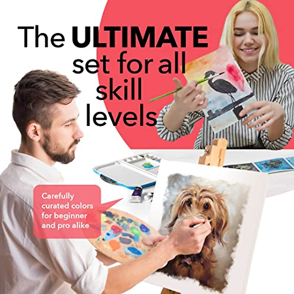Castle Art Supplies 48 x 22ml Acrylic Paint Set | All-inclusive Set for Beginners, Adult Artists | Premium Quality Intense Colours | Smooth to Use on Range of Surfaces | In Impressive Presentation Box