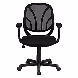 Flash Furniture Y-GO Office Chair Mid-Back Black Mesh Swivel Task Office Chair with Arms