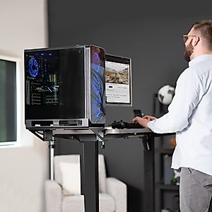 VIVO Clamp-on Desk Extender PC Desk Mount Holder with Wall Mount Option, Standard and Large Gaming Computer Case Stand, Adjustable with Secure Locking, Black, MOUNT-PC07G