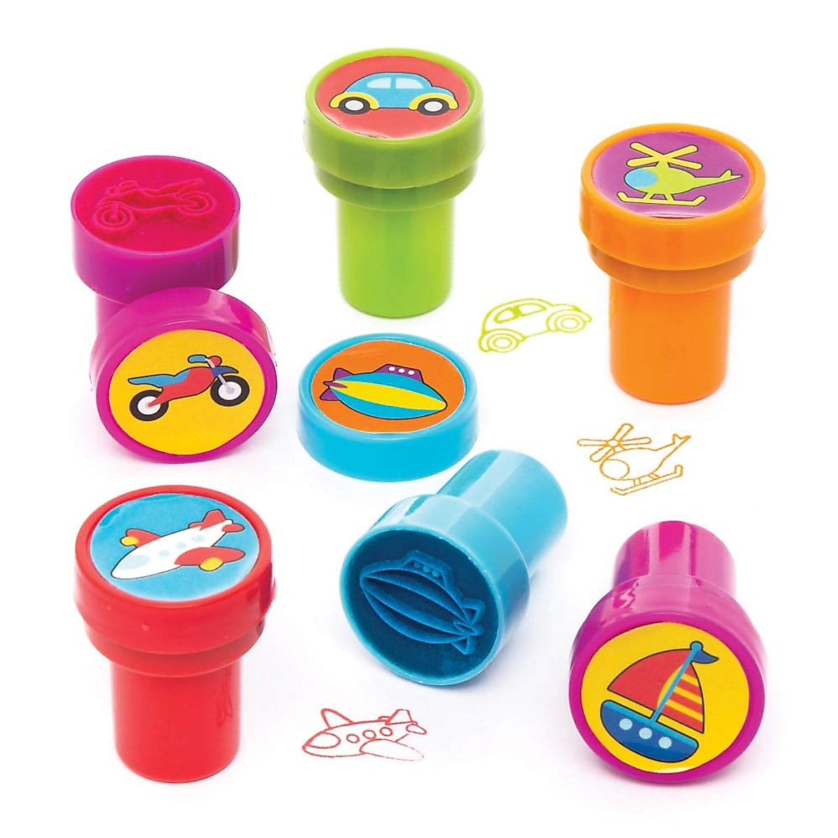 Baker Ross Transport Self Inking Stampers - Pack of 10, Ink Stamps, Stamp Set for Children, Ideal for Kids Arts and Crafts Projects (AW720)