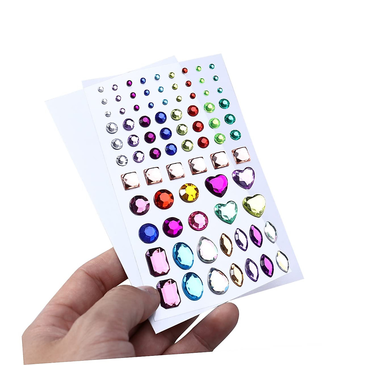 SEWACC Self Adhesive Acrylic Crystal Rhinestone Jewel Stickers Sheets Assorted Colors and Shapes for Crafts DIY Projects Nail Multicolor Type 2