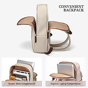 GOLF SUPAGS Womens Laptop Backpack with Separate Laptop Compartment Water Resistant Computer Backpacks Fits 14 Inch Notebook Travel Work College Bags (Apricot)