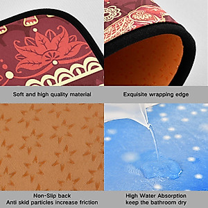 BOENLE Kitchen Rugs and Mats Non Skid Washable Kitchen Rug Set 2 Piece Red Elephant Migration Carpet Ergonomic Comfort Standing Mat for Kitchen,Bathroom, Laundry