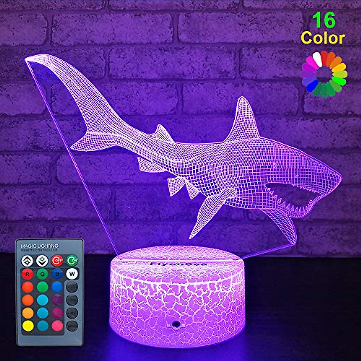FlyonSea Baby Shark Toys Nightlight,Baby Shark Party Supplies 16 Color Changing Kids Night Light with Touch and Remote Control, Kids Shark Decor Lamp Birthday Christmas Gifts for Kids Boys Baby