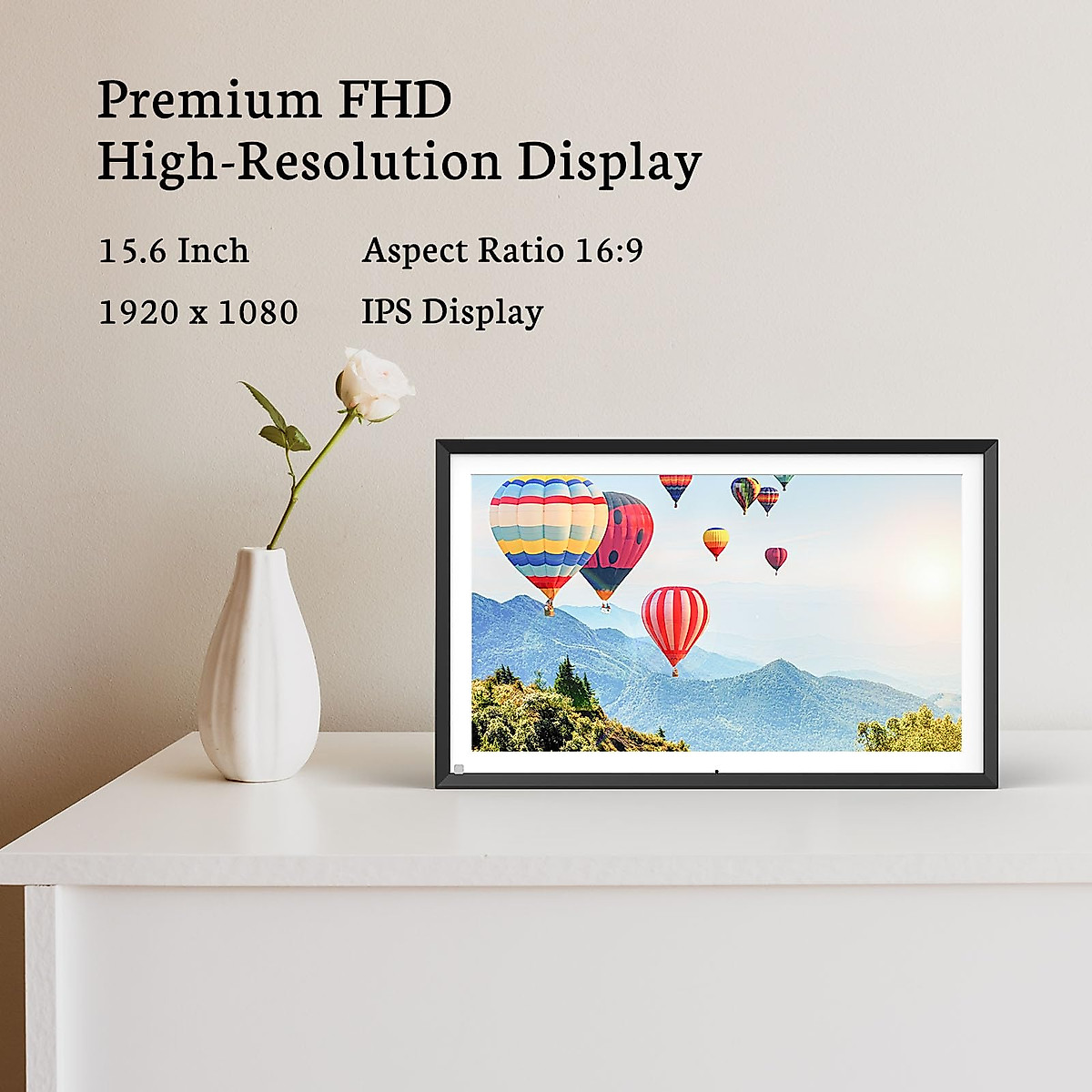 BSIMB 15.6 Inch FHD 64GB Extra Large WiFi Digital Picture Frame, Smart Photo Frame 1920x1080 IPS Touchscreen, Motion Sensor, Send Picture from Anywhere, Gift for Mother's Day