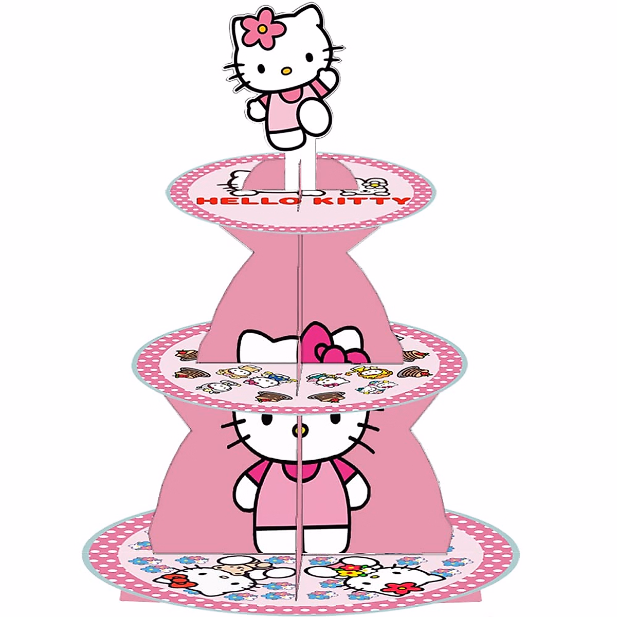 Hello Kitty Party Supplies Decorations, 3 Tier Cupcake Stand, Birthday Dessert and Cake Display Stand for Birthday Party Decoration, Hello Kitty Party Favors Decorations
