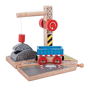 Bigjigs Rail Gravel Wooden Crane for Wooden Train Sets - Quality Bigjigs Train Accessories, Compatible with Other Major Wooden Railway Brands