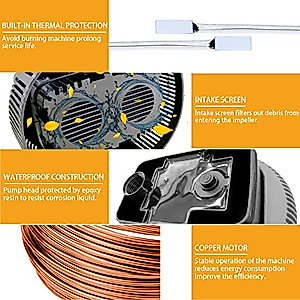 Pool Cover Pump Above Ground Sump Pumps Water Pump 850GPH Water Removal With 3 Adapters 16ft Drainage Hose (Black)