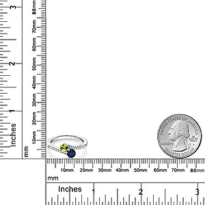 Gem Stone King 925 Sterling Silver Green Peridot and Blue Sapphire Bypass Ring For Women (0.89 Cttw, Gemstone August Birthstone, Round 4MM, Available In Size 5, 6, 7, 8, 9)